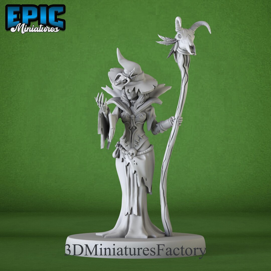 Witch With Staff Miniature: 3D Printed Resin Figure for Dnd - Etsy