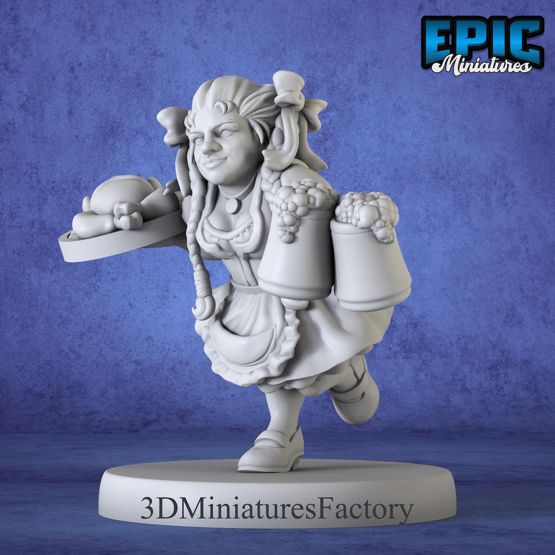 Halfling Waitress Miniature | Dnd Villager With Beer Stein | Running ...