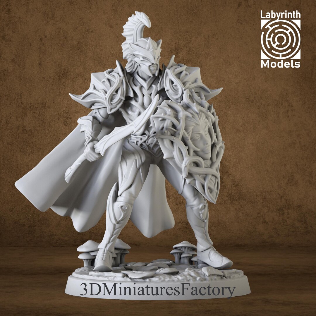 3D Printed Forest Thorn Shield Knight Miniature | Dnd Tabletop RPG ...