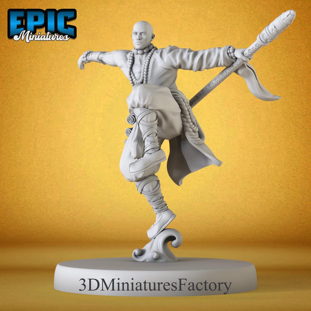 Miniature | Shaolin Monk Attack - Player Dnd Miniature for Tabletop ...
