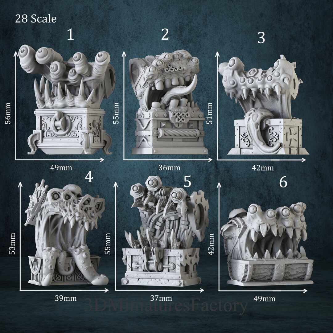 Chests Miniature Mimics Terrain Mini Dungeons and Dragons Mini RPG ...