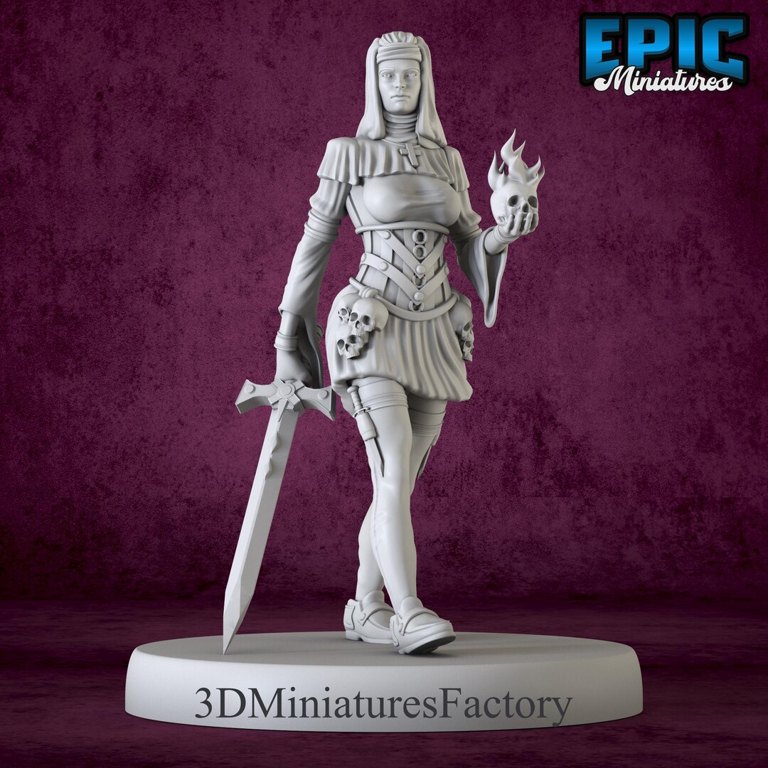 Dark Nun Walking Miniature - Dnd Miniature for Tabletop Games - Premium ...