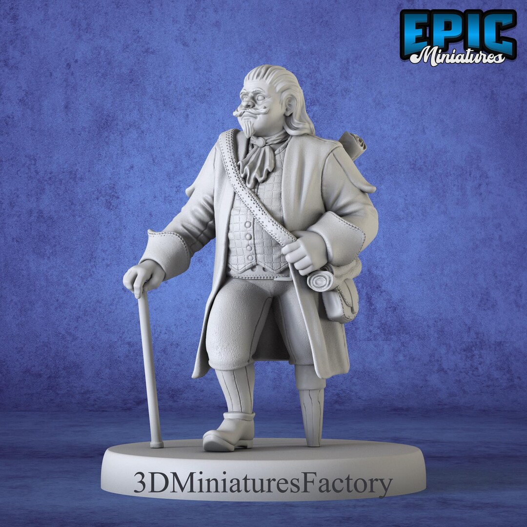 Halfling Ship Captain Dnd Miniature | One-legged Captain With Cane and ...