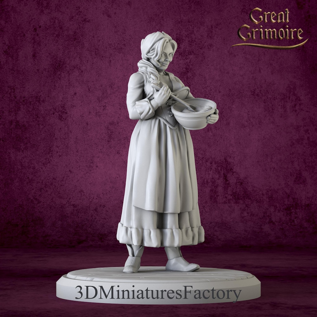 Margaret Baker Dnd Miniature | Female Villager NPC Mixing Dough ...