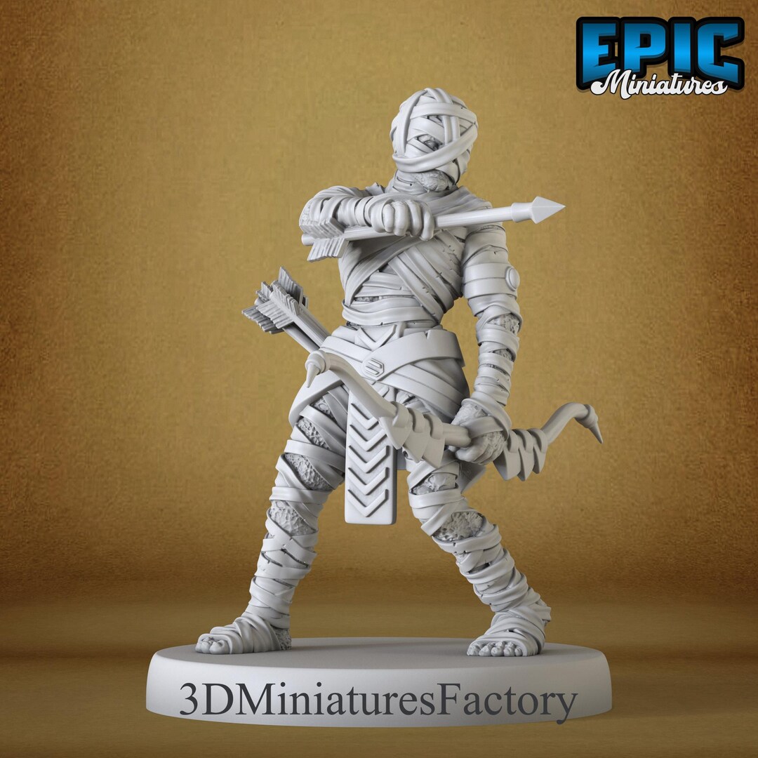 Mummy Army Archer Miniature - 3D Printed Resin Figure for Dnd and ...