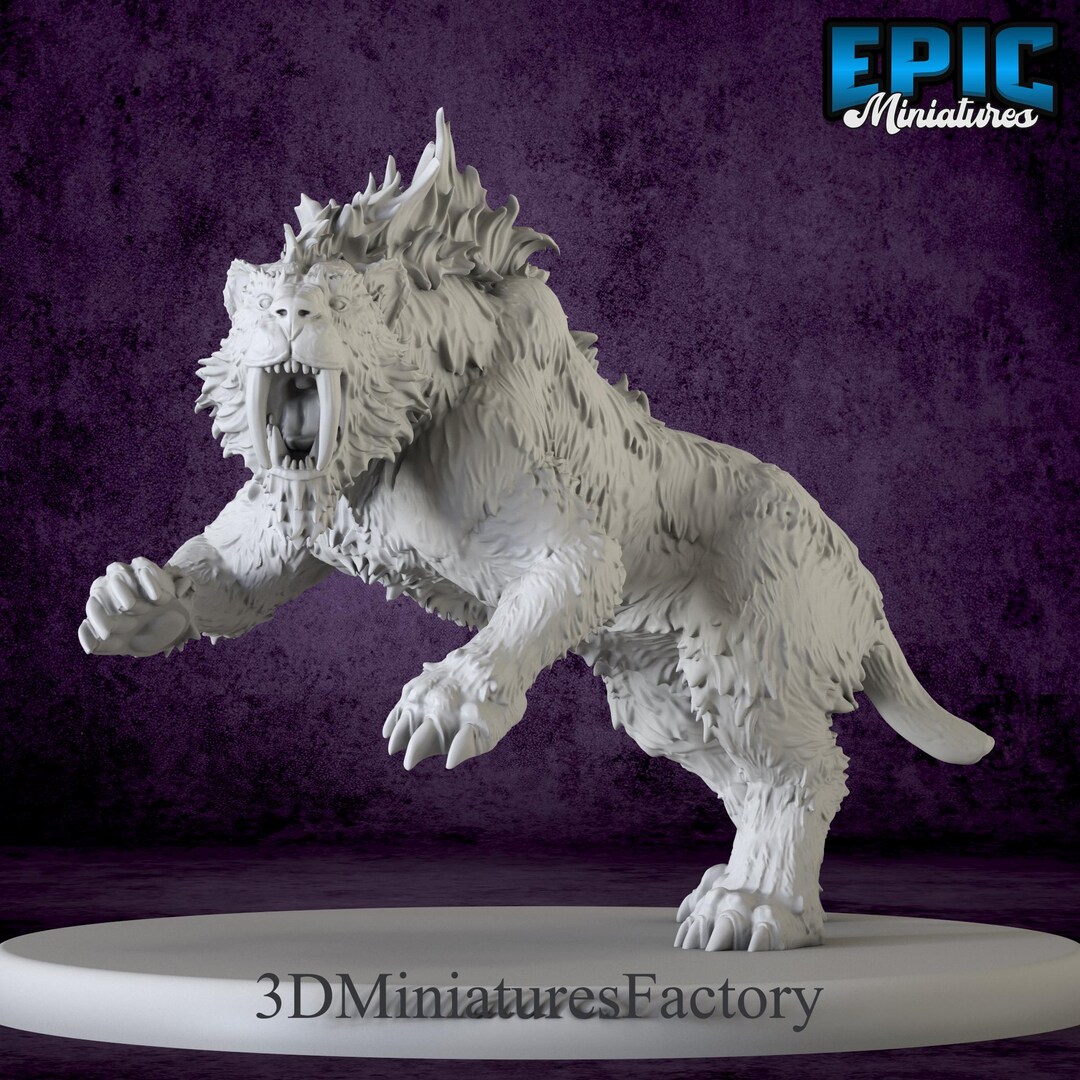 Sabretooth Tiger Attacking - Dnd Miniature Tabletop Figure - Etsy
