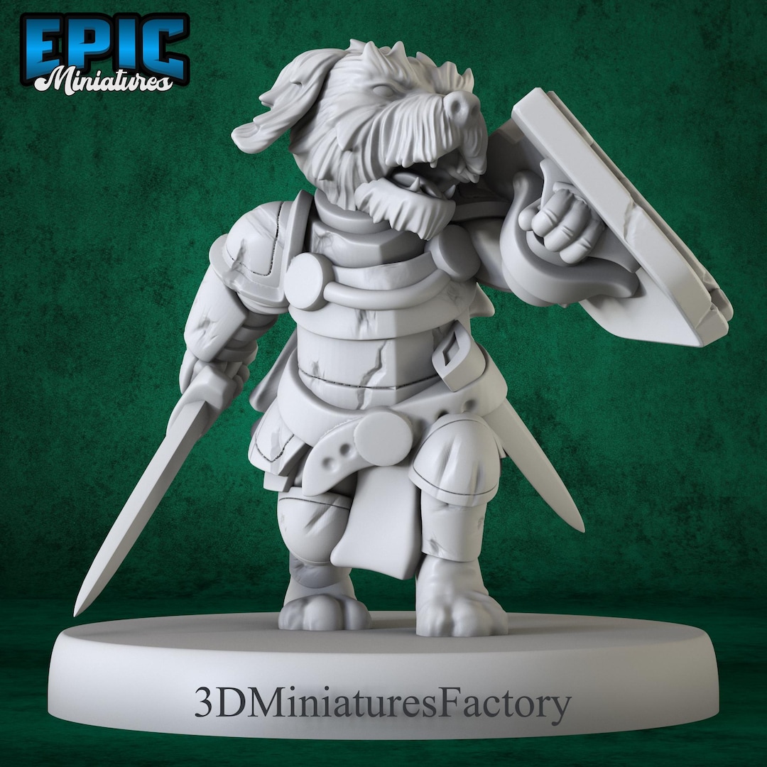 Dog Folk Tribe Knight Miniature - 3D Printed Resin Figure for Dnd and ...