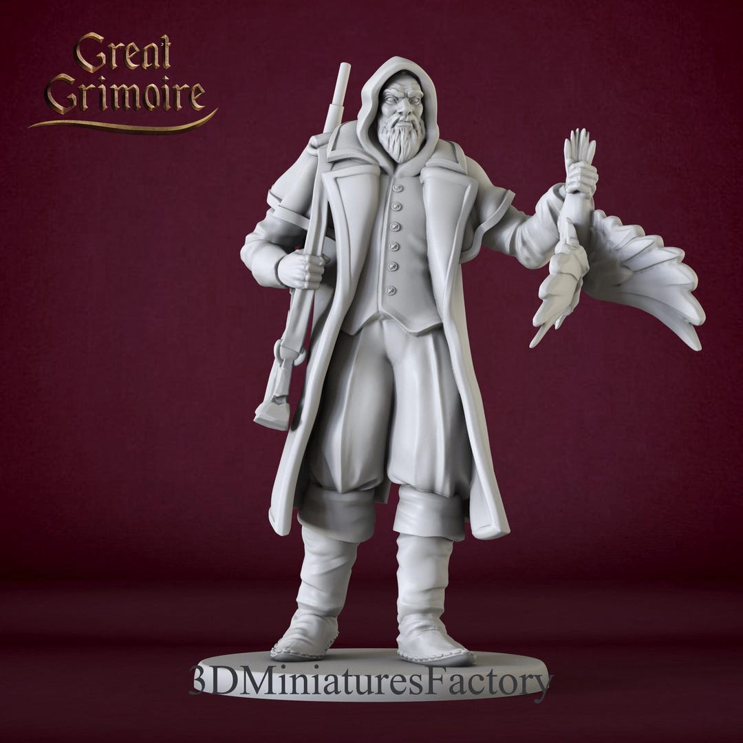 Hunter Hubert Dnd Miniature | Ranger With Game Bird | 3D Printed ...