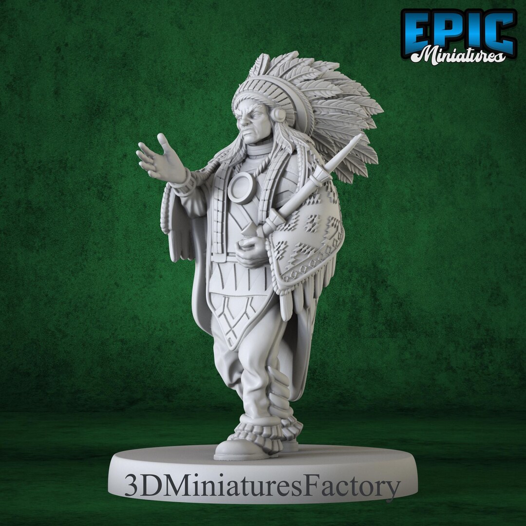 Native Tribe Chief Miniature - 3D Printed Resin Figure for Dnd and ...