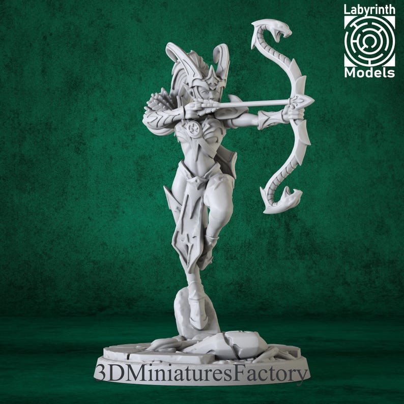 Female Drow Archer Miniature | Dark Elf Ranger | Unpainted Resin RPG ...