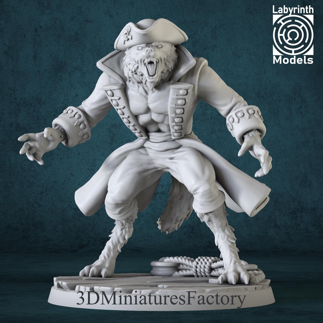 Miniature | Pirate Werewolf 1 - Dnd Miniature for Tabletop Games ...