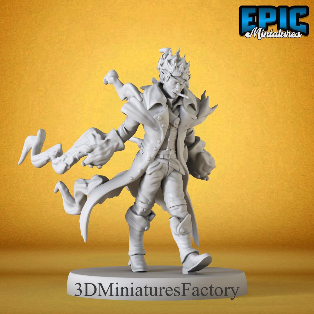 Miniature | Fire Genasi Adventurer Burning - Dnd Miniature for Tabletop ...