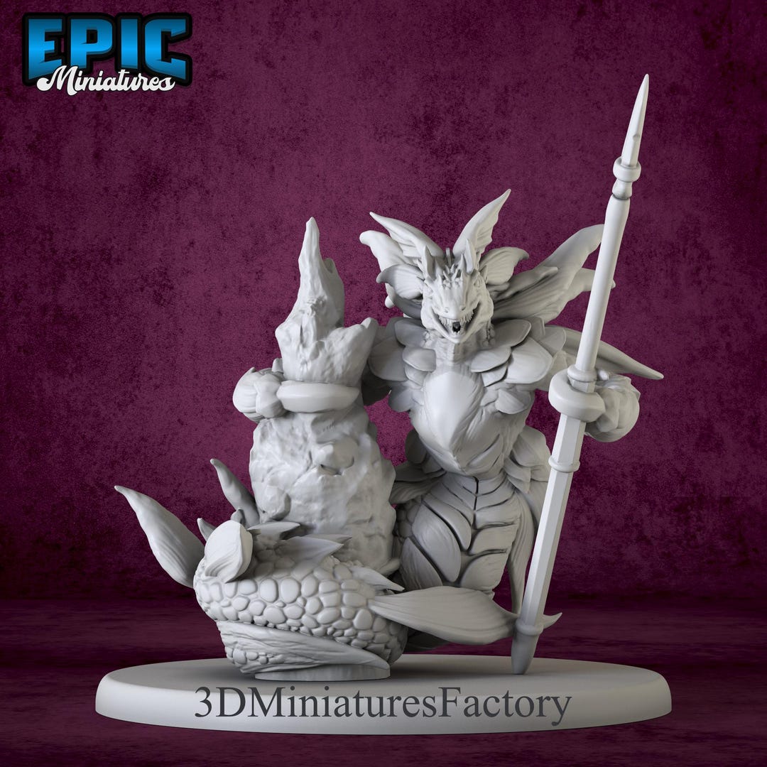 Miniature | Wastrilith Water Demon Spear - Dnd Miniature for Tabletop ...