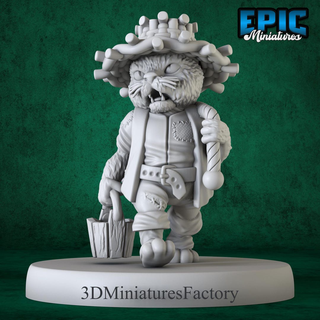 Cat Folk Fisher Miniature | Dnd RPG Tabletop Figure, 3D Printed - Etsy