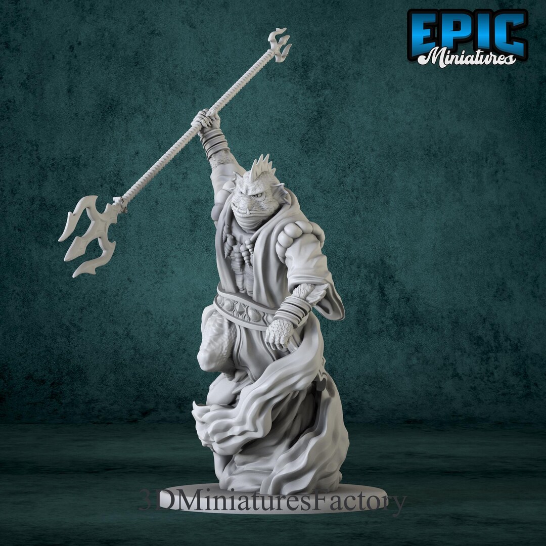 3D Printed Marid Male Miniature: Trident Wielder - Dnd Tabletop RPG - Etsy
