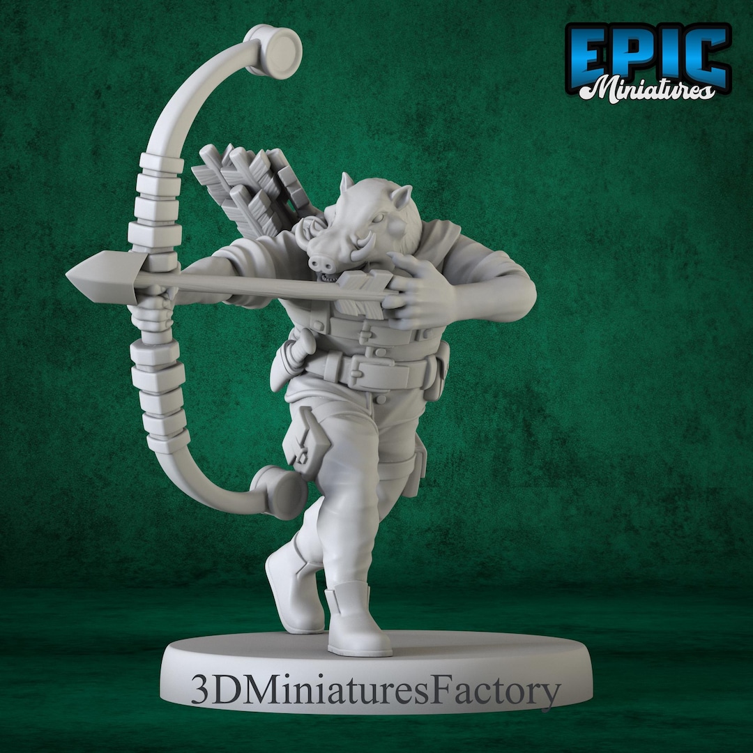 Miniature | Warthog Folk Tribe Archer- Dnd Miniature for Tabletop Games ...