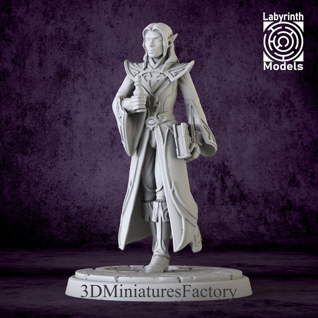 3D Printed Dark Elf Scholar Miniature: Dnd Tabletop RPG Figure - Etsy
