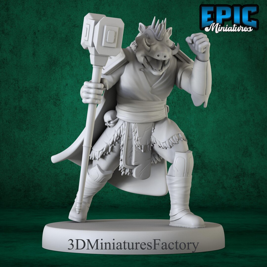 Warthog Folk Tribe Hammer Warrior Miniature | Dnd Tabletop Games - Etsy