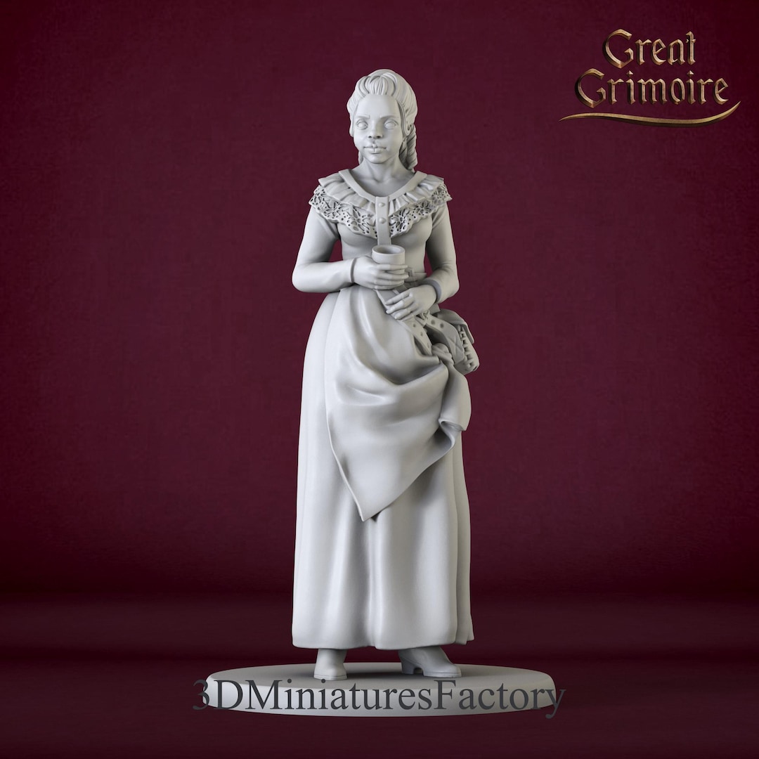 Female Eileen Dnd Miniature | Noble Villager With a Glass | 3D Printed ...