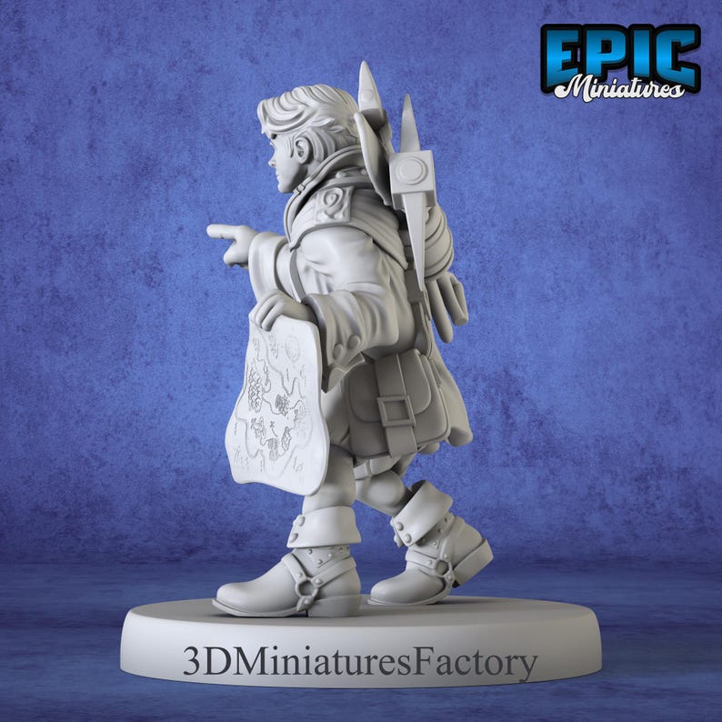 Young Halfling Explorer Dnd Miniature | Treasure Hunter With Map | 3D ...