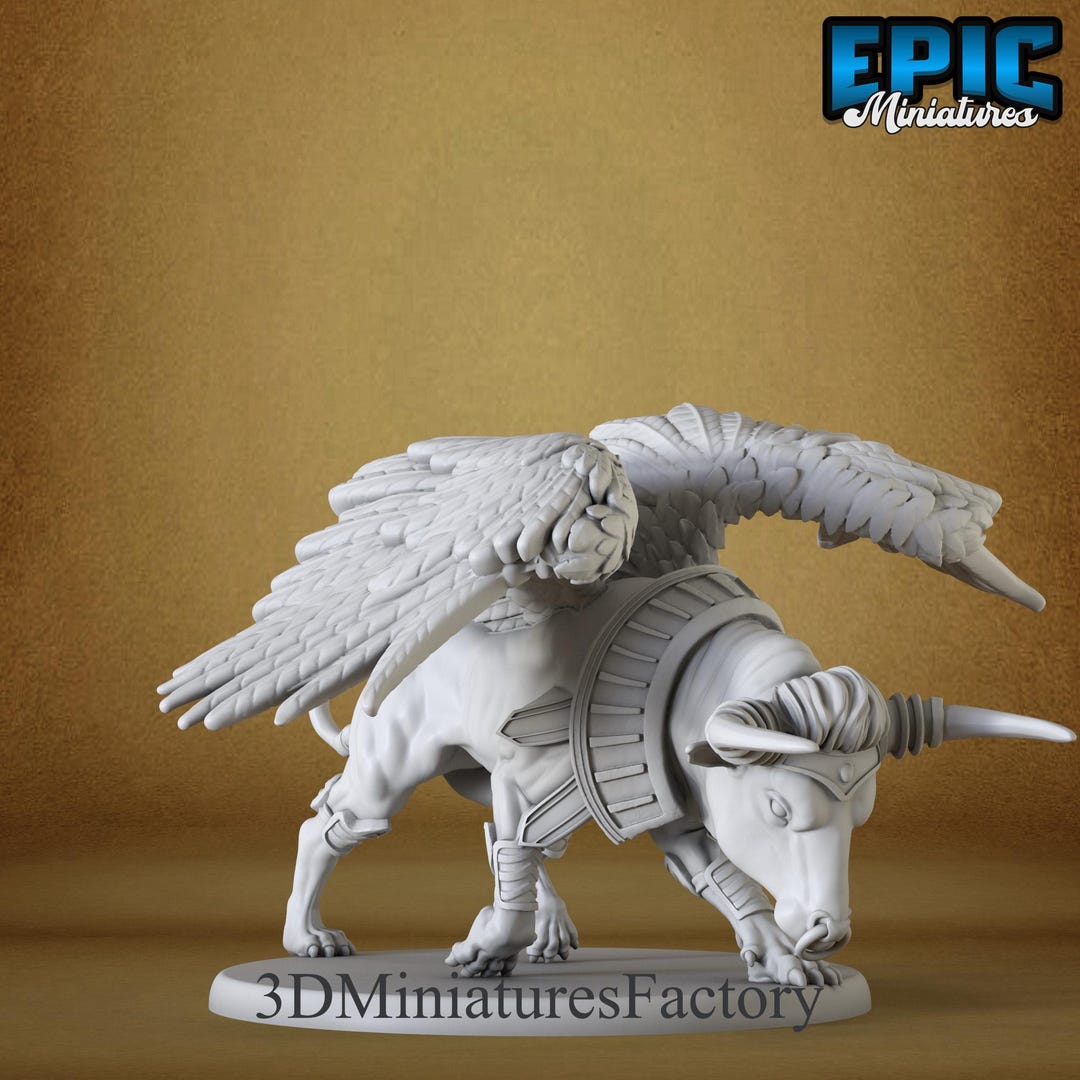 Winged Red Bull Beast Rush Miniature – Resin Figure for Dnd and ...
