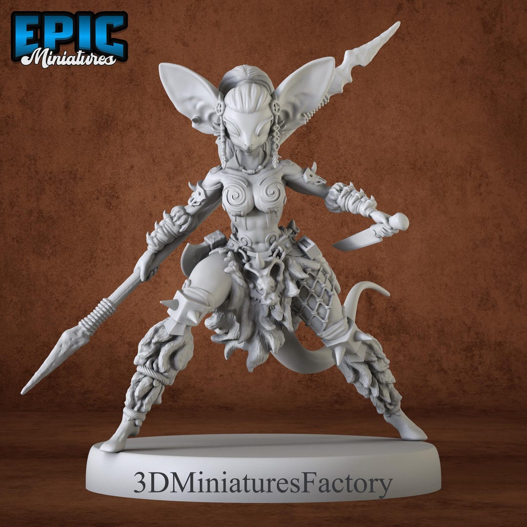 Miniature | Mice Folk Viking Female Spear - Dnd Miniature for Tabletop ...