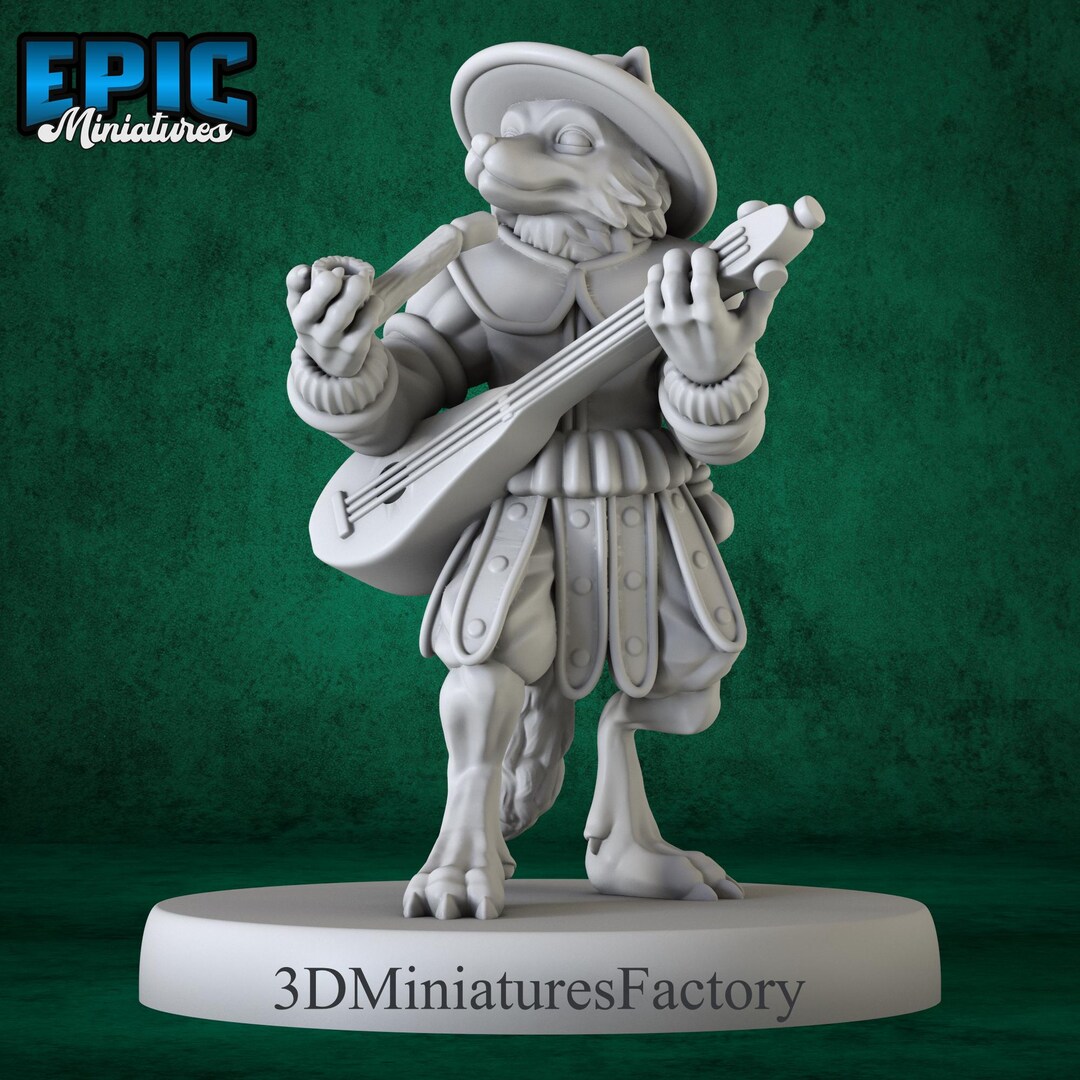Miniature Fox Folk Tribe Bard - D&D for Tabletop Games: 3D Printed 28 ...