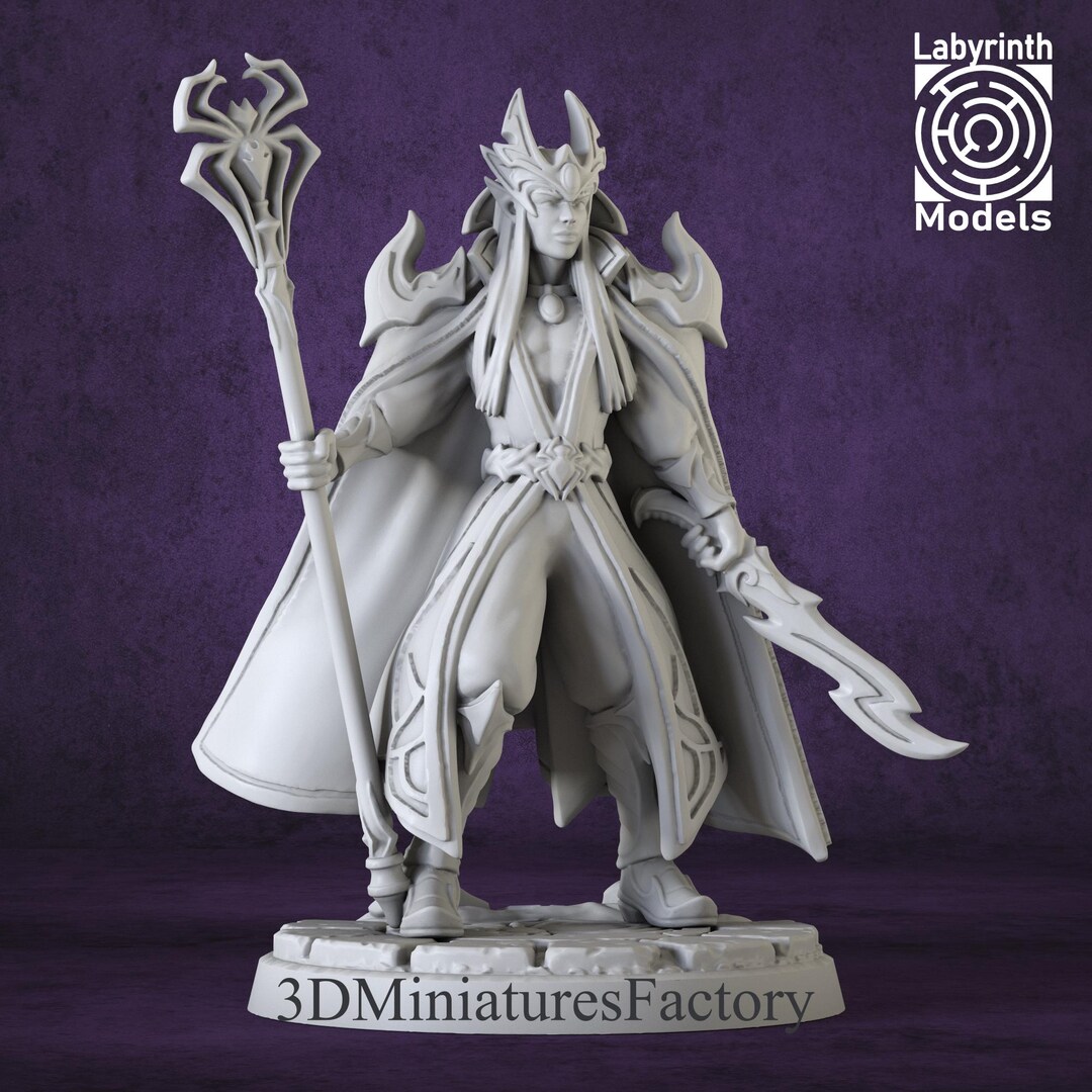 3D Printed Wizard Miniature: Dnd Tabletop Gaming Figure - Etsy