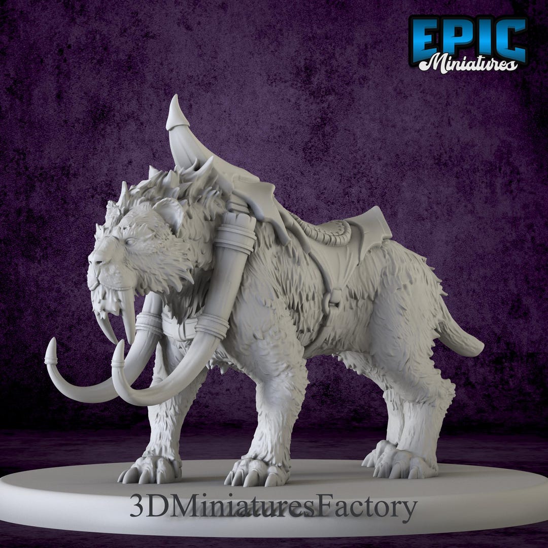Sabretooth Tiger Mount - Dnd Miniature Tabletop Figure - Etsy