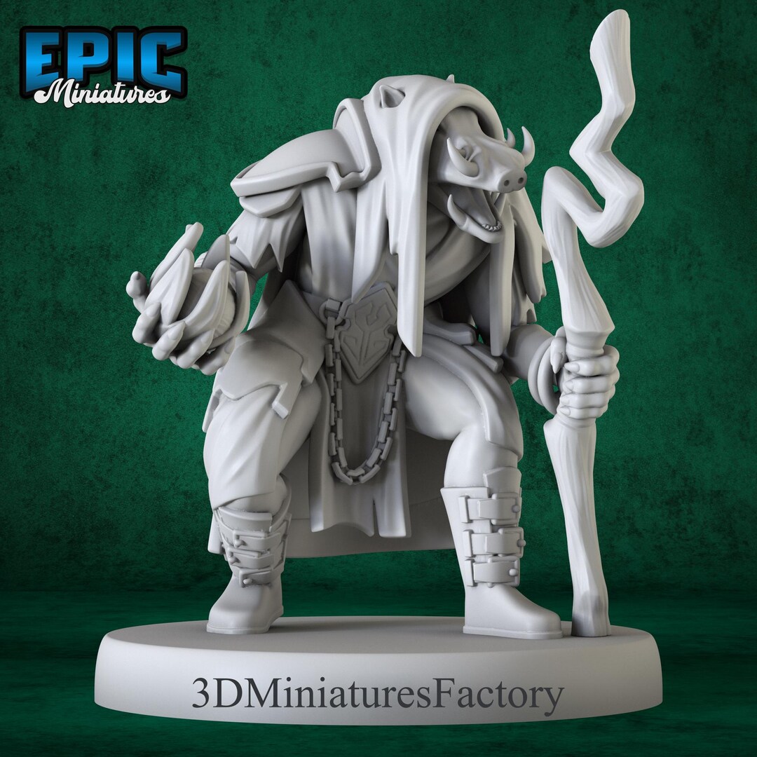 Miniature | Warthog Folk Tribe Warlock - Dnd Miniature for Tabletop ...