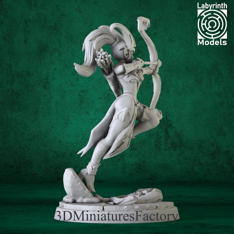 Female Drow Archer Miniature | Dark Elf Ranger | Unpainted Resin RPG ...