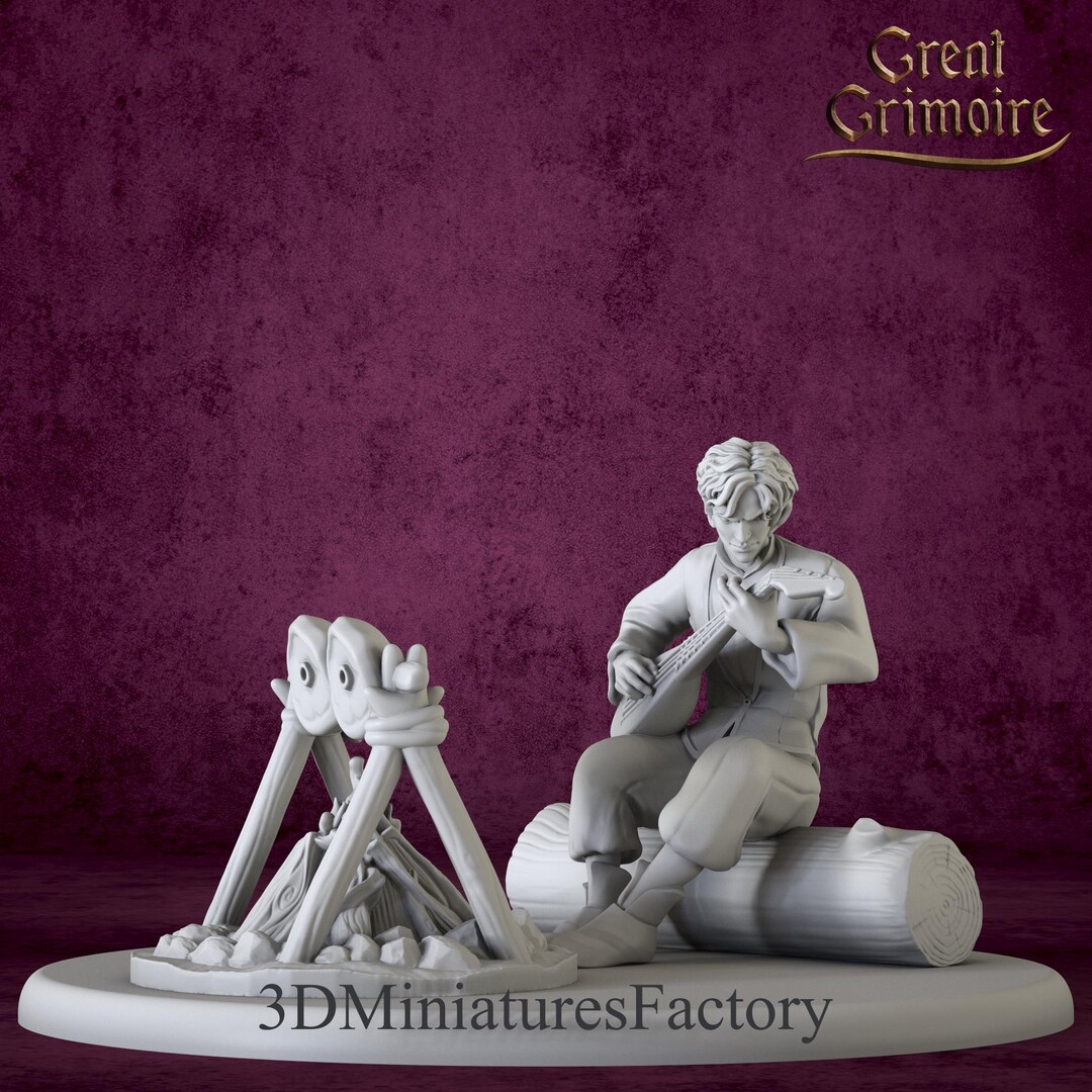 Blaze Dnd Miniature | Campfire Bard Playing Lute | 3D Printed Tabletop ...