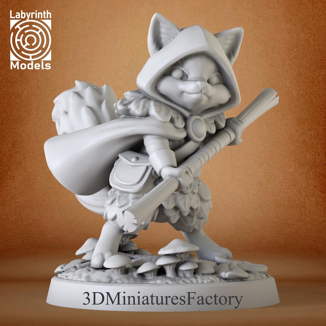 Miniature Forest Vulpine 3 - D&D for Tabletop Games: 3D Printed 28–40mm Scale - Etsy