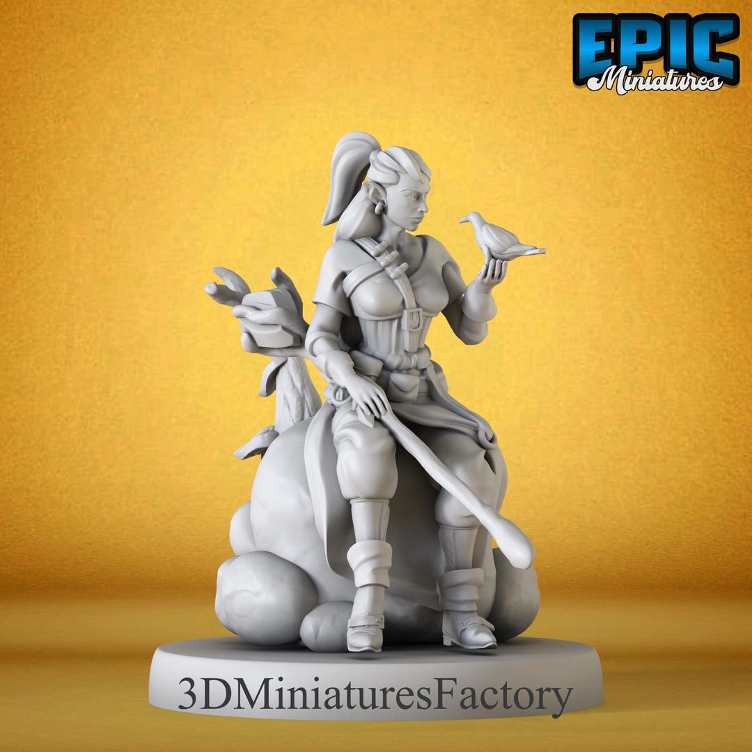 Elven Earth Druid Bird Miniature: Dnd Tabletop RPG Figure - Etsy