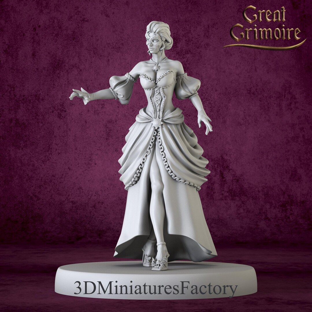 Masquerade Lady Miniature – 3D Printed Resin Figure for Dnd and ...