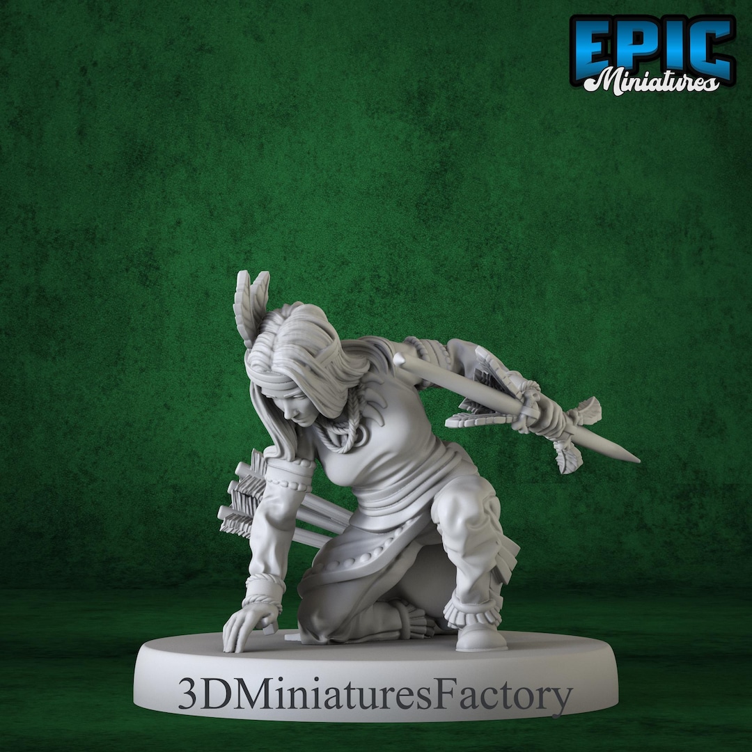 Native Tribe Huntress Miniature - 3D Printed Resin Figure for Dnd and ...