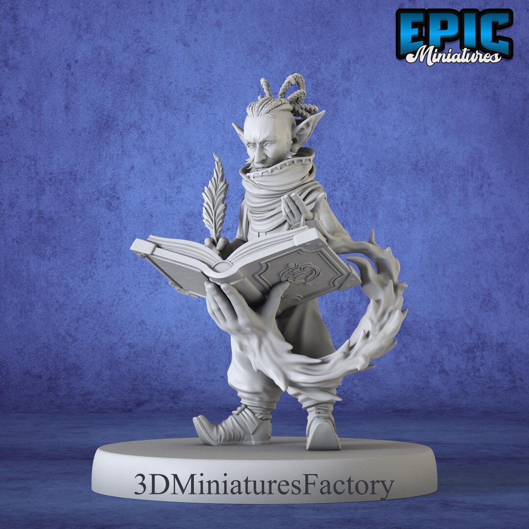 Halfling Sorcerer Dnd Miniature | Spellcaster Reading Spellbook | 3D ...