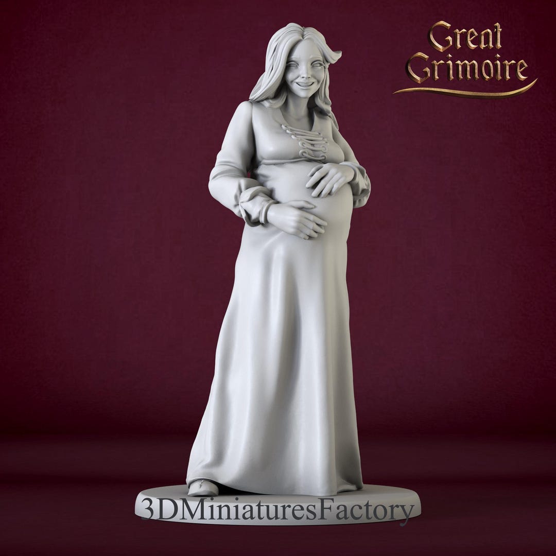 Female Amanda Baker Dnd Miniature | Pregnant Villager Commoner | 3D ...