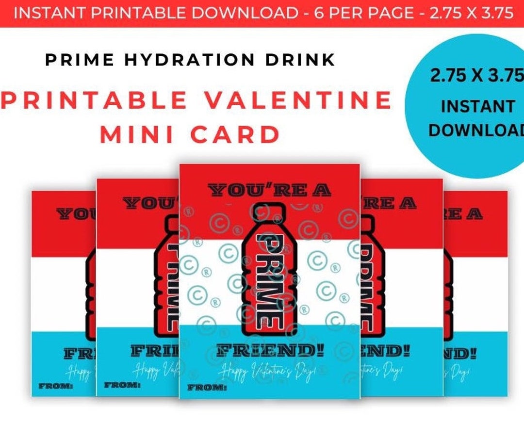 PRIME Valentine's Day Printable Card, Tag, Tween Teen Kid Sports ...