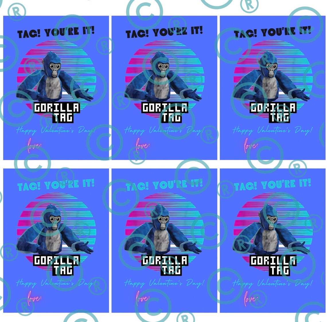 Gorilla Tag Valentine's Day Printable Card, VR, Virtual Reality, Oculus ...