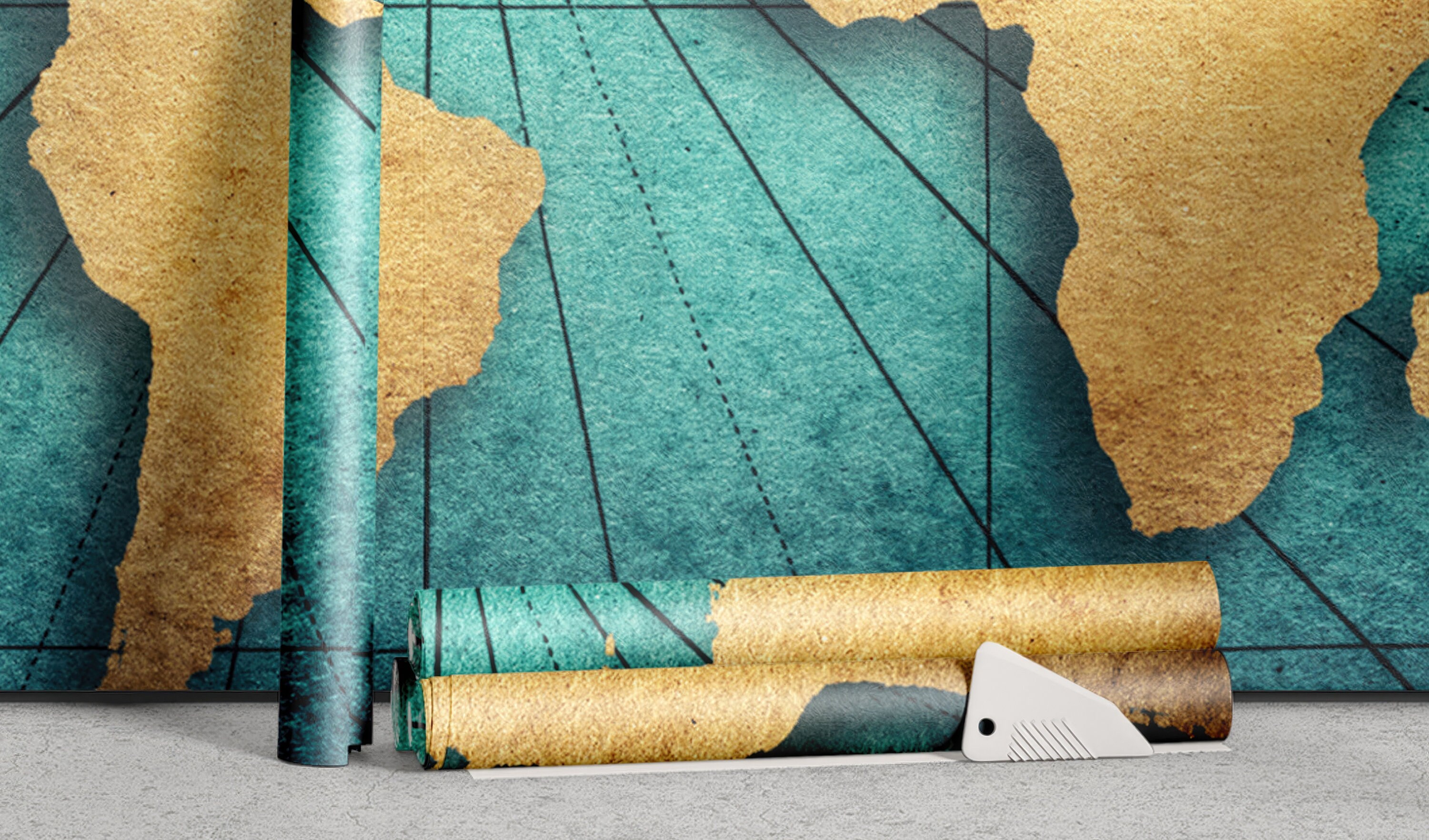 World Map Temporary Wallpaper-map Peel and Stick Wallpaper-office Wall ...