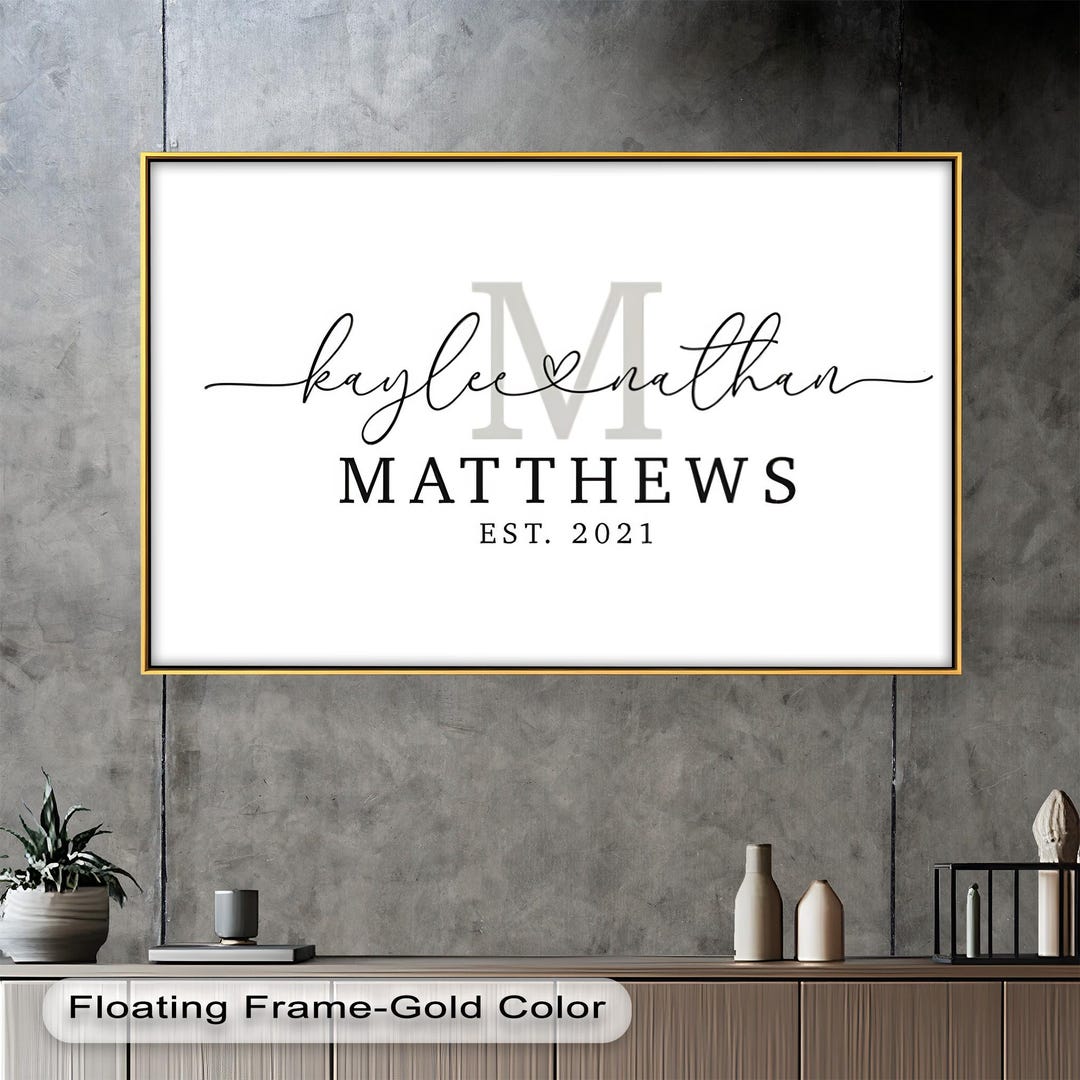Personalized Last Name Living Room Wall Art,, Custom Couple Name Sign ...