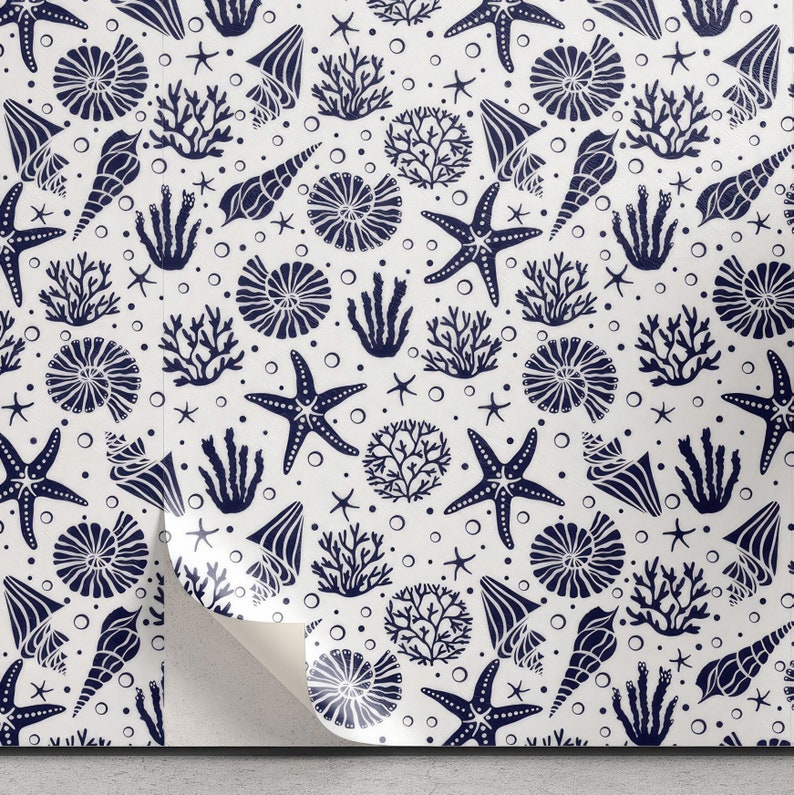 Ocean Seashell Wallpaper Temporary Wallpaper-coral Starfish Nursery ...