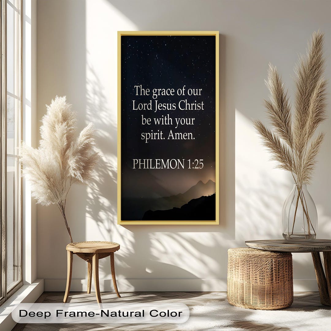 Panoramic Christian Wood Wall Art, Philemon 1:25 Bible Verse, Grace of ...