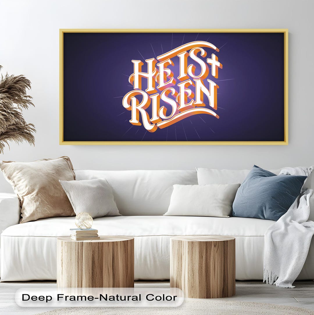 He is Risen Wall Art – Christian Easter Typography Print, Faith-based ...