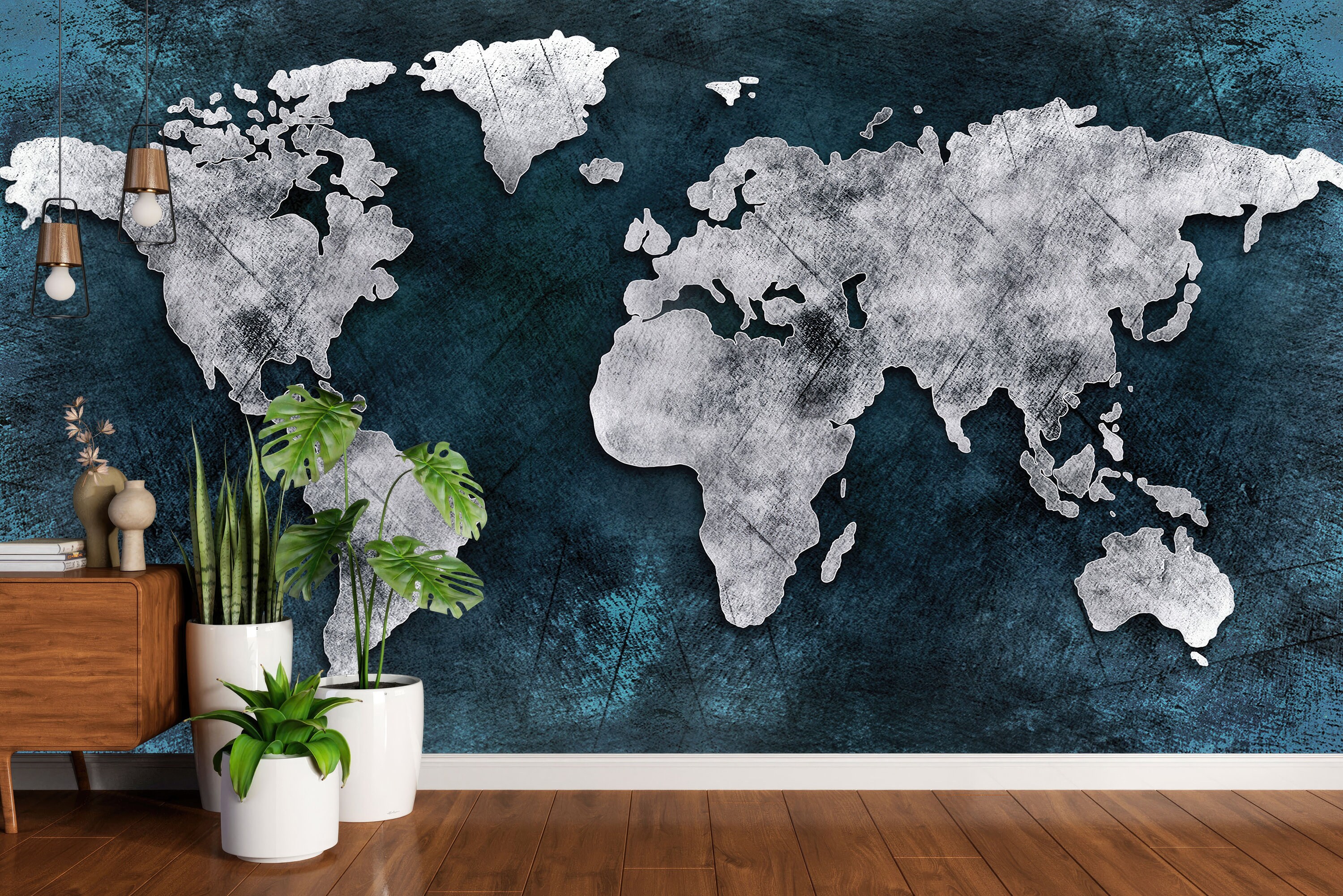 World Map Temporary Wallpaper-map Peel and Stick Wallpaper-office Wall ...