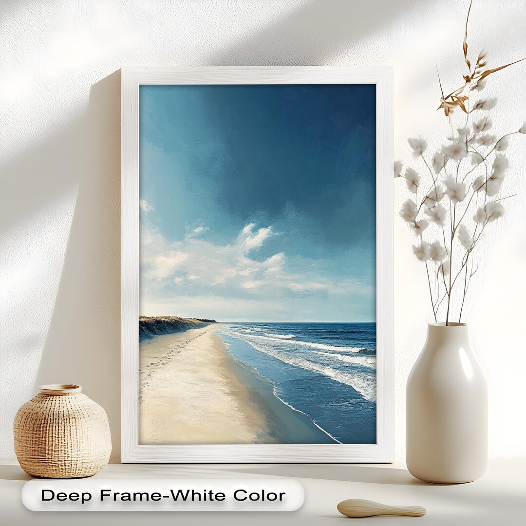 Framed Beach Wall Painting on Wood: Coastal Seascape Wall Art - Etsy