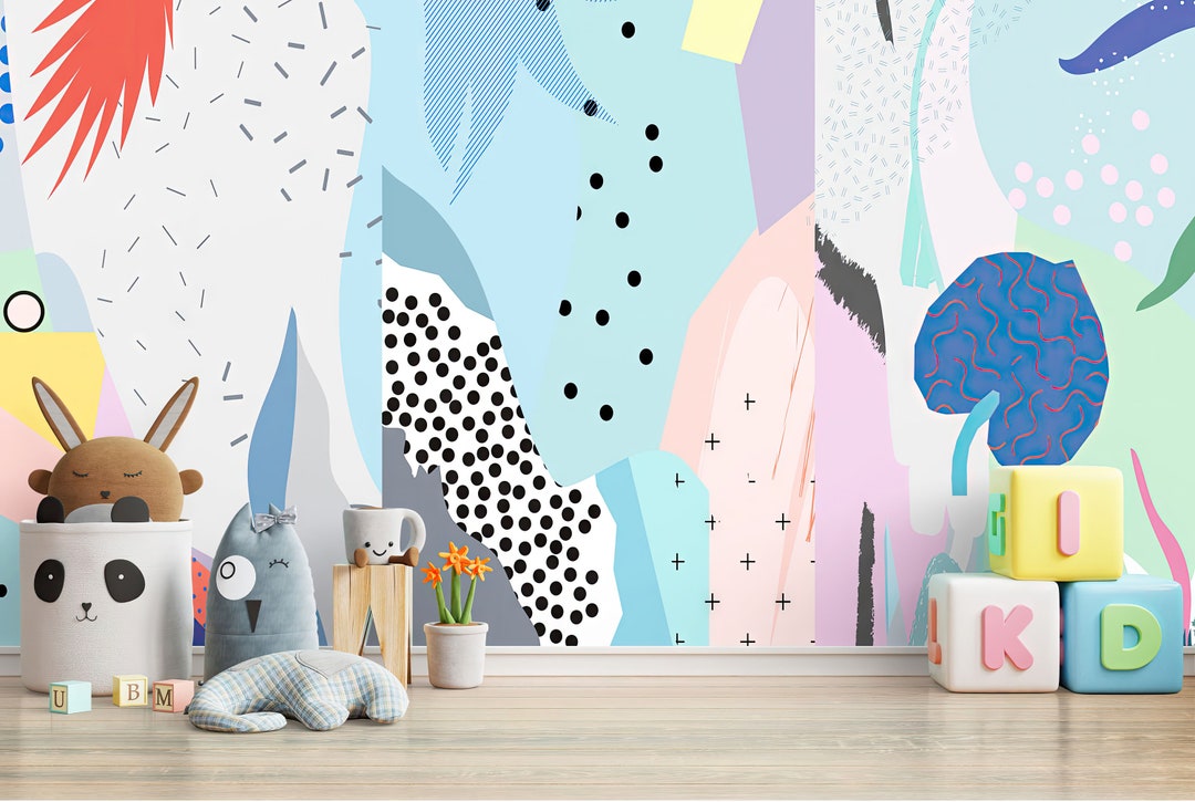 Fun and Playful Blue Wallpaper for Kids Perfect for Childrens Rooms ...