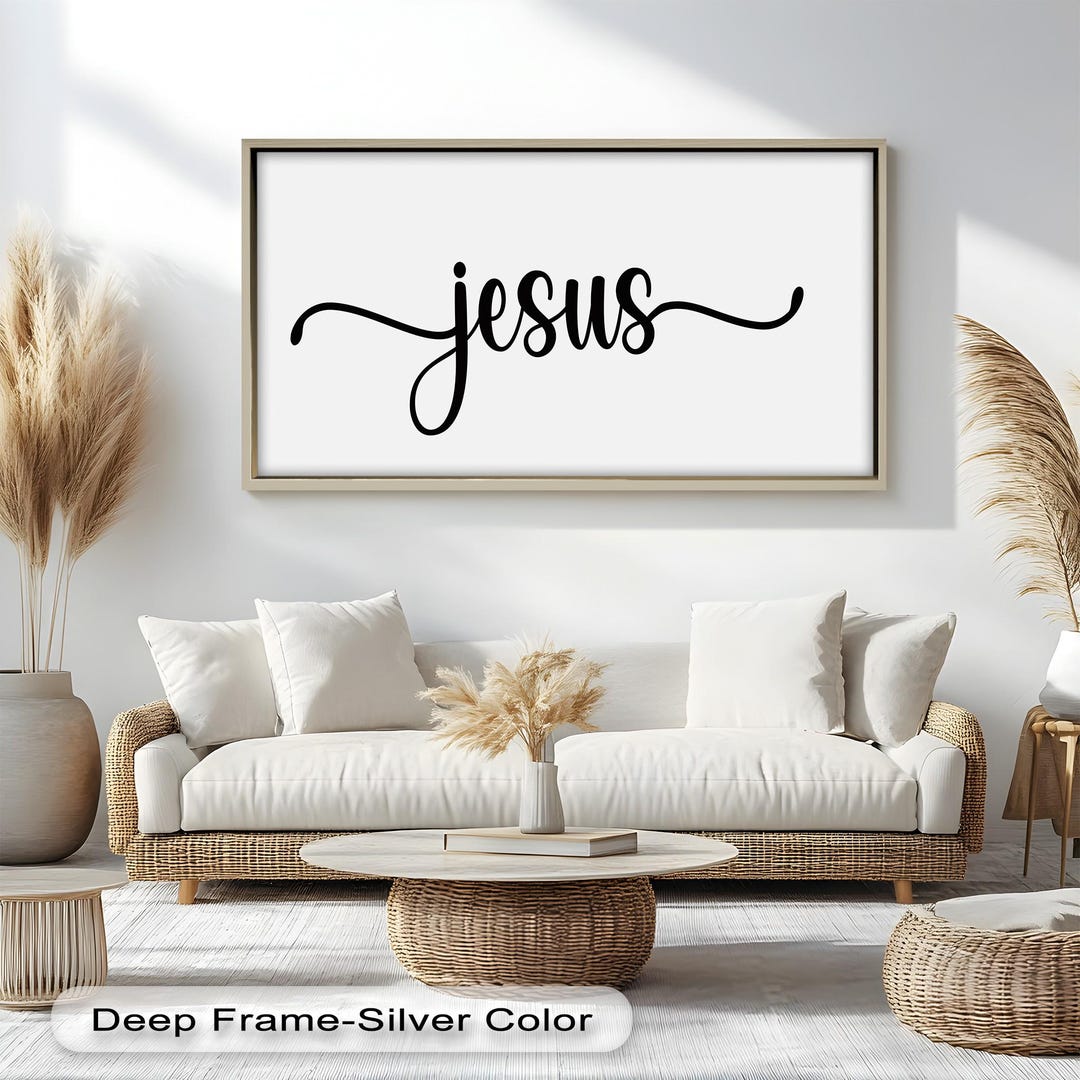 Framed Jesus Script Wall Art: Christian Home Decor Oil Painting Look ...