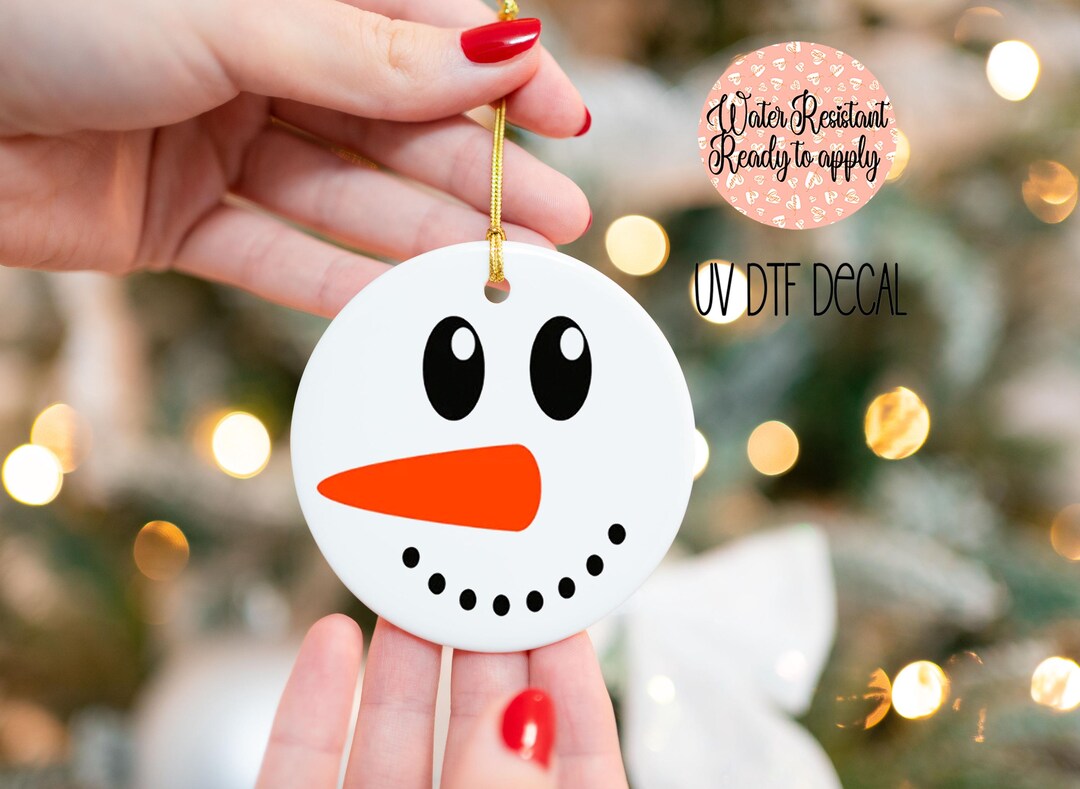 Snowman Face Christmas Ornament Decal: UV DTF Transfer (2.3 Inches, for ...